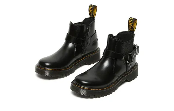 Dr. Martens Polished Smooth Leather Buckle Ankle Boots