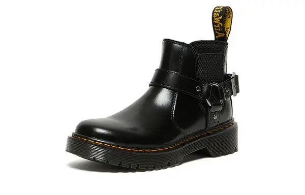Dr. Martens Polished Smooth Leather Buckle Ankle Boots