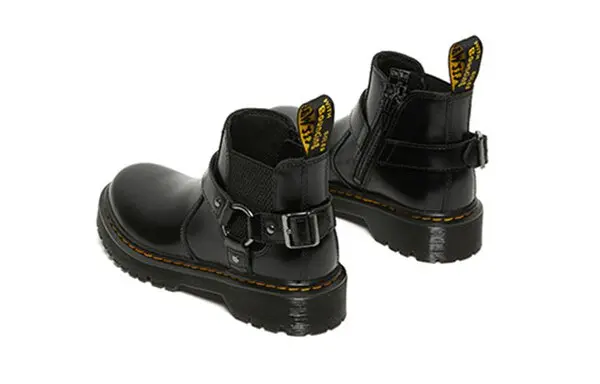 Dr. Martens Polished Smooth Leather Buckle Ankle Boots