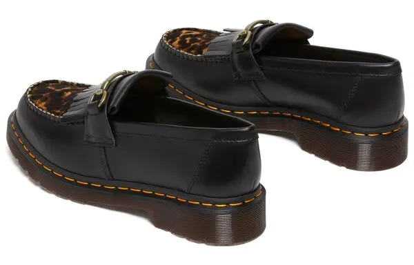 Dr. Martens Adrian Snaffle Loafers With Leopard Print Hair-on Detail - Black/leopard