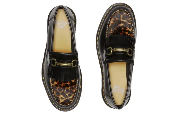 Dr. Martens Adrian Snaffle Loafers With Leopard Print Hair-on Detail - Black/leopard
