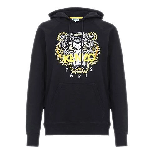 Kenzo Tiger Head Embroidered Hoodie - Black