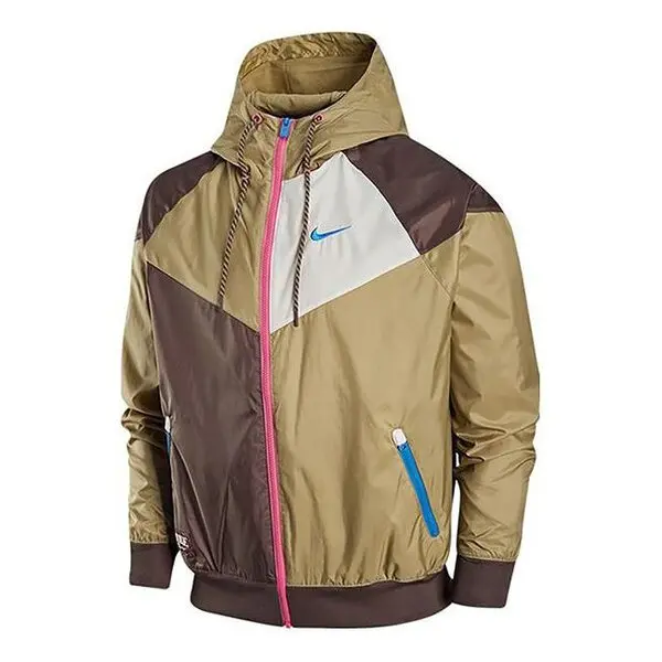 Nike Hooded Training Windbreaker Jacket - Grey/tan/multi-color