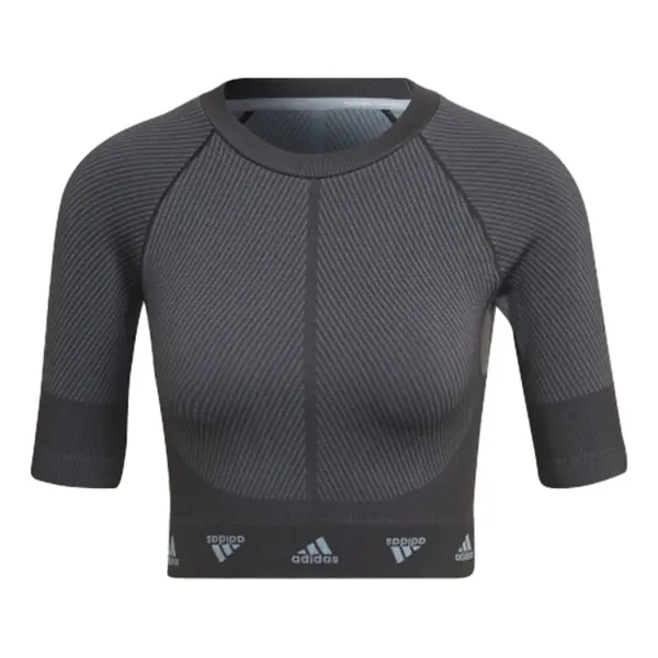 Adidas Aeroknit Training Cropped T-shirt - Grey