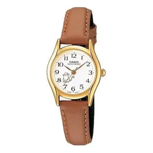 Casio Quartz Analog Watch With Leather Strap - Brown