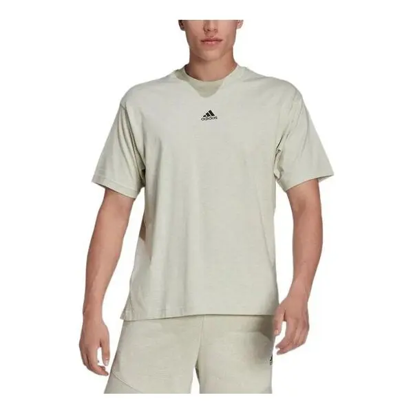 Adidas Solid Color Minimalistic Logo Printing Round Neck Casual Short Sleeve Green - Default Color