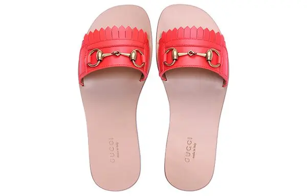 Gucci Leather Slides With Horsebit Accent