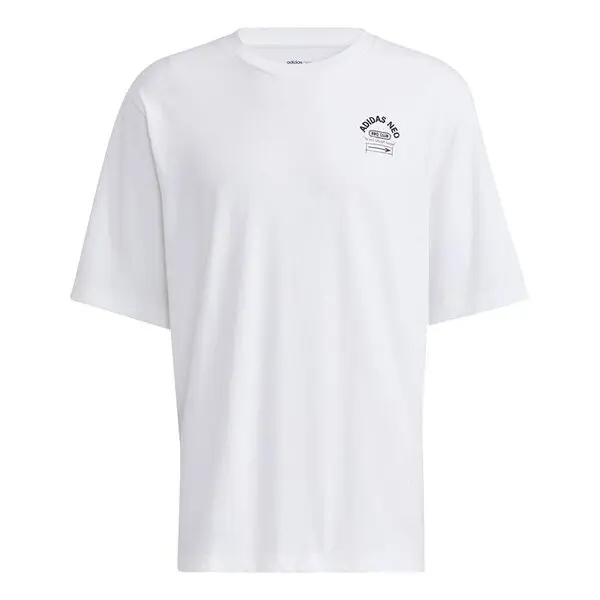 Adidas Neo M Bqfd Tee 2 Subject Printing Loose Sports Short Sleeve - White