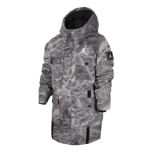JORDAN Essentials Down Parka Jacket - Grey/white