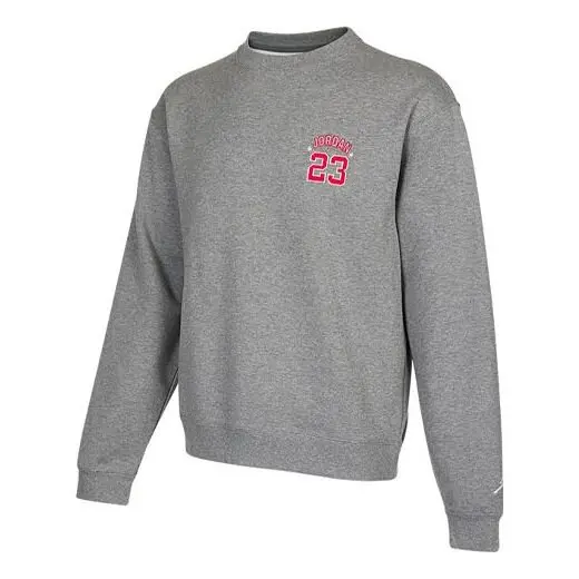 JORDAN Embroidered Logo Sports Pullover Round Neck Gray