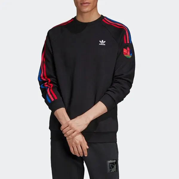 Adidas Originals Crewneck Sweatshirt With Sporty Stripes