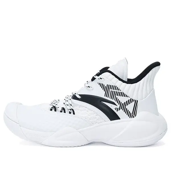 ANTA Mid-top Basketball Sneakers - White/black