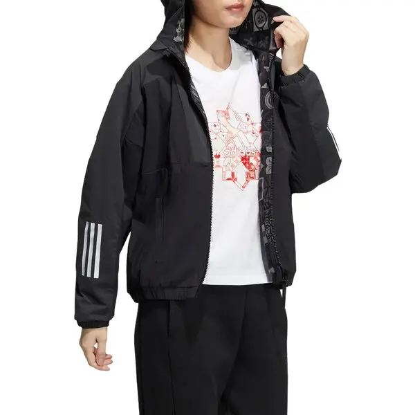 Adidas Reversible Sports Hooded Jacket - Black