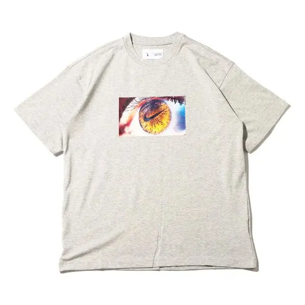 Nike Eye Pattern Logo Printing Round Neck Casual Short Sleeve Gray T-shirt - Default Color