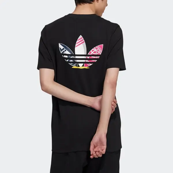 Adidas Originals Ts Ss Tee Logo Printing Round Neck Sports Short Sleeve Black T-shirt - Multi-color
