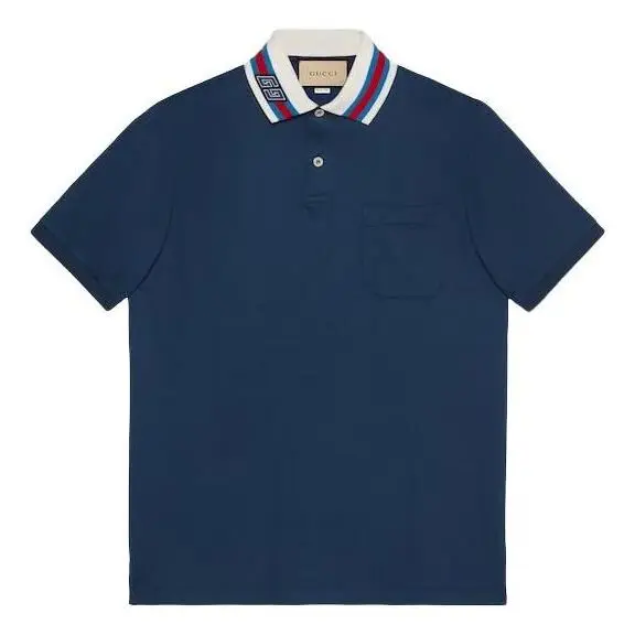 Gucci Cotton Piquet Polo Shirt With Square Gg - Blue
