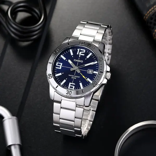 Casio Analog Watch With Stainless Steel Strap