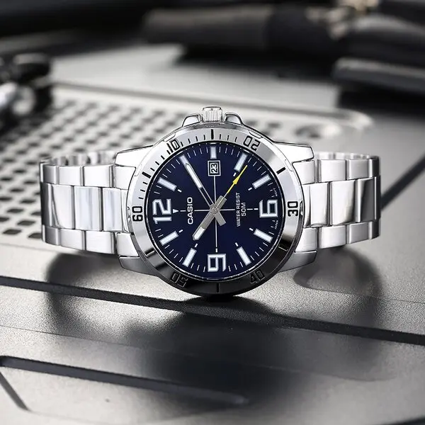 Casio Analog Watch With Stainless Steel Strap