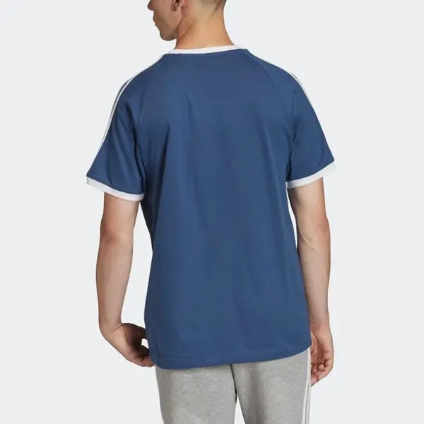 Adidas Originals 3-stripes Tee Casual Round Neck Loose Logo Stripe Short Sleeve Ocean - Blue