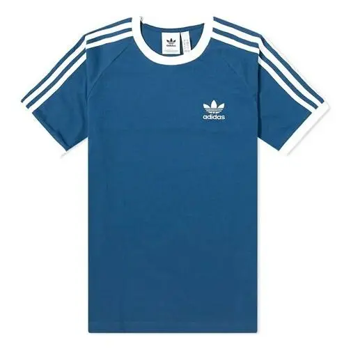 Adidas Originals 3-stripes Tee Casual Round Neck Loose Logo Stripe Short Sleeve Ocean - Blue