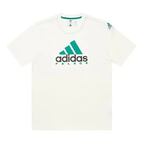 Adidas X Palace Crossover Fw22 Alphabet Logo Round Neck Pullover Short Sleeve Creamy T-shirt - White