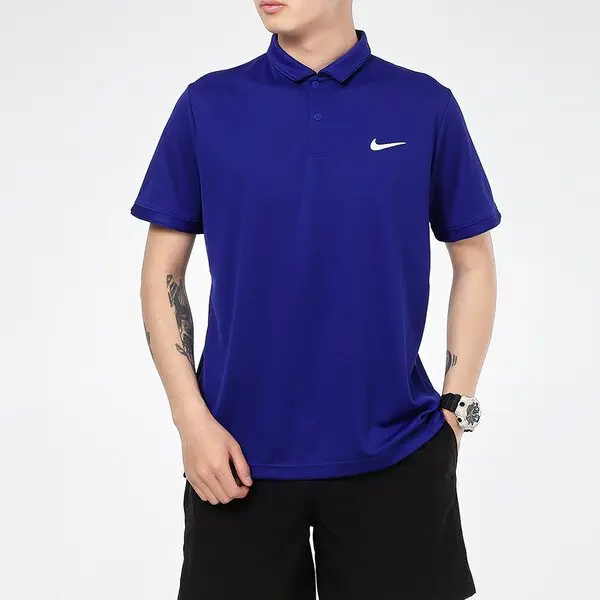 Nike Training Sports Quick Dry Breathable Short Sleeve Polo Shirt - Blue