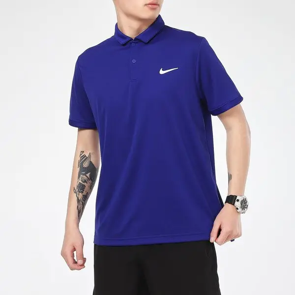 Nike Training Sports Quick Dry Breathable Short Sleeve Polo Shirt - Blue