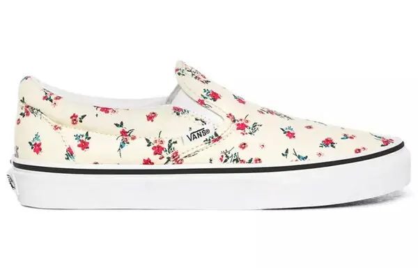 VANS Ditsy Floral Classic Slip-on Sneakers - White/red