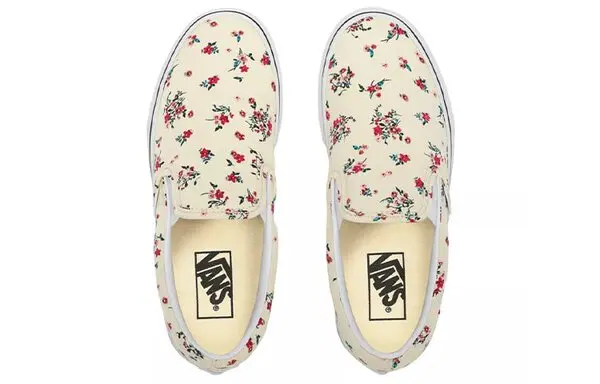 VANS Ditsy Floral Classic Slip-on Sneakers - White/red