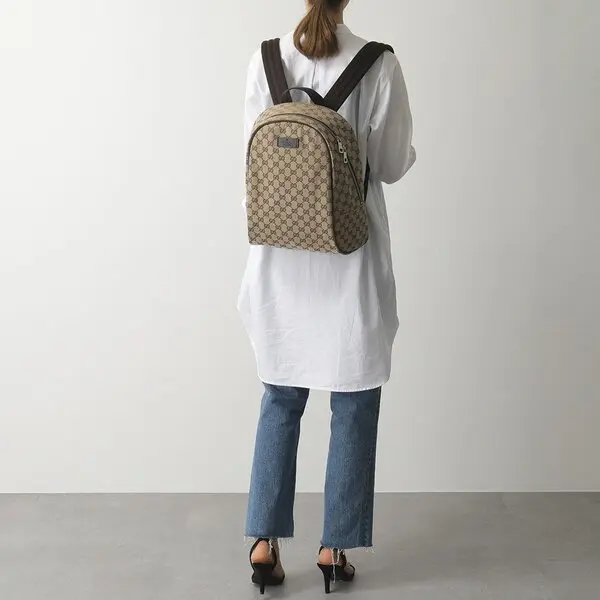 Gucci Logo Canvas Backpack - Brown