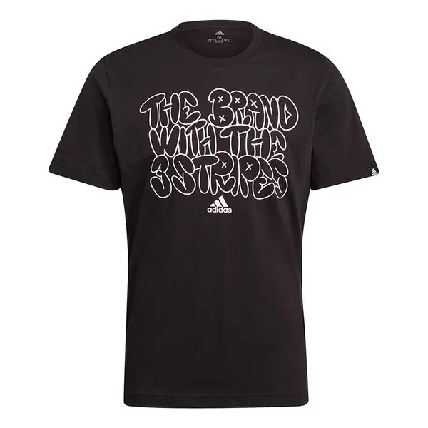 Adidas M Ddlbmb G T Alphabet Printing Sports Short Sleeve - Black