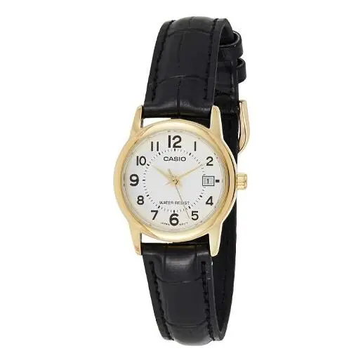 Casio Quartz Leather Strap Watch - Black