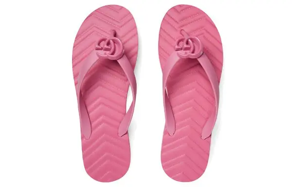 Gucci Chevron Thong Sandals - Pink