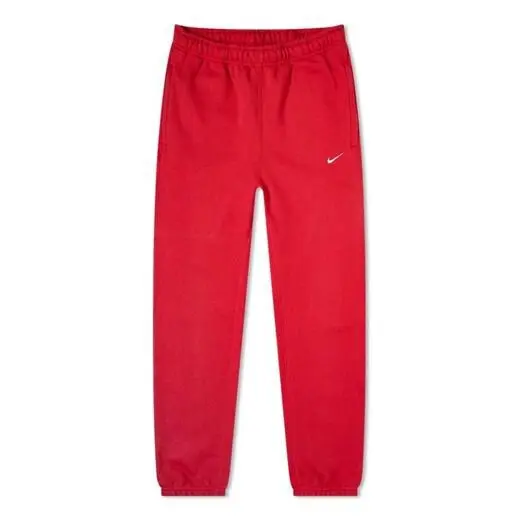 Nike Lab Logo Retro Classic Fleece Lined Bundle Feet Sports Pants - Red