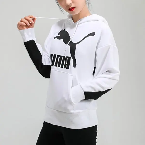 PUMA Classics Logo Hoodie - White/black