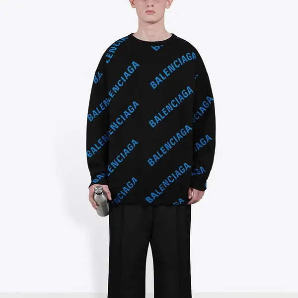 Balenciaga Allover Logo Crewneck Sweater