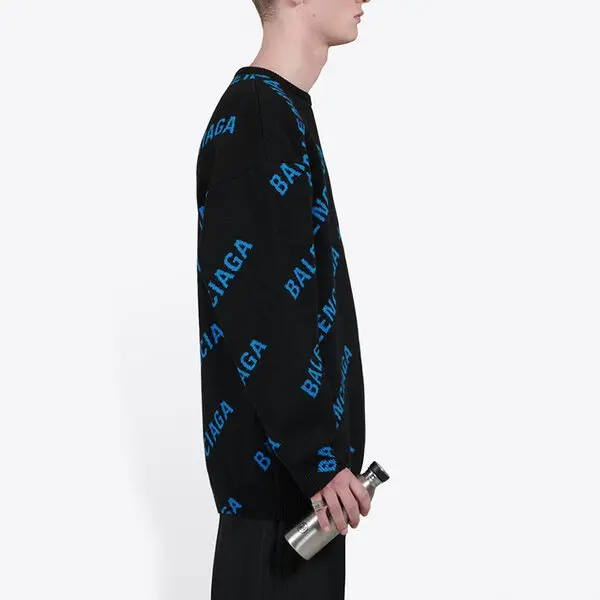 Balenciaga Allover Logo Crewneck Sweater