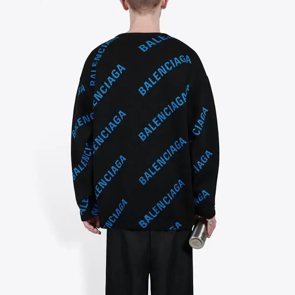 Balenciaga Allover Logo Crewneck Sweater