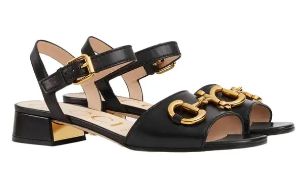 Gucci Horsebit Black Leather Sandals