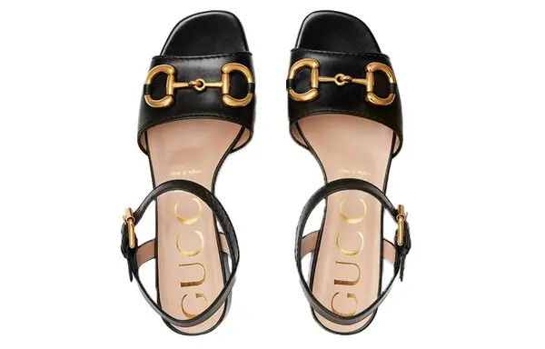 Gucci Horsebit Black Leather Sandals