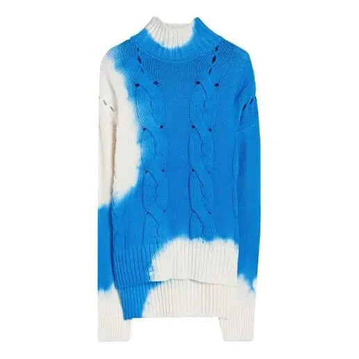Off-White Blue White" Wool Cable Knit Sweater - Blue/white