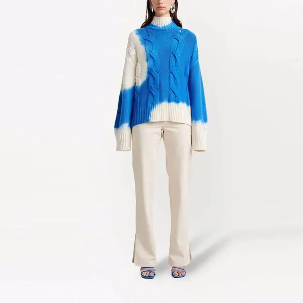 Off-White Blue White" Wool Cable Knit Sweater