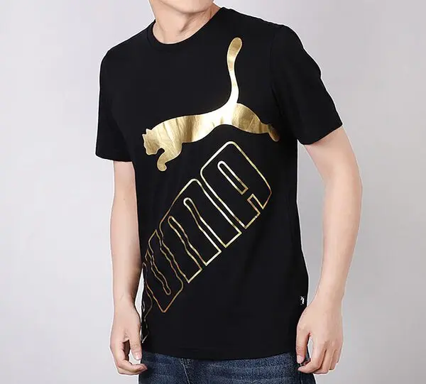 PUMA Big Logo Printed Short Sleeve Tee Black/gold