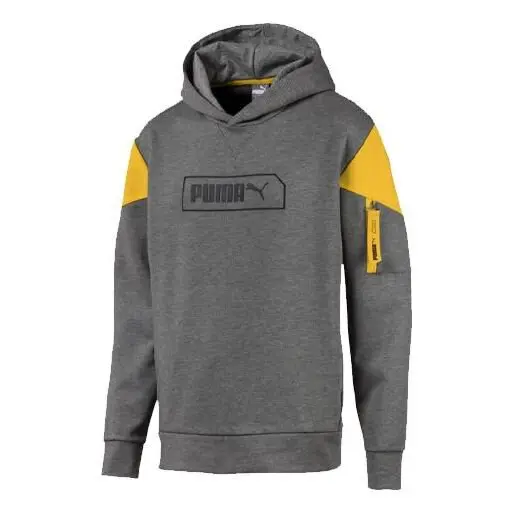 PUMA Colorblock Hooded Long Sleeve Sweatshirt - Grey