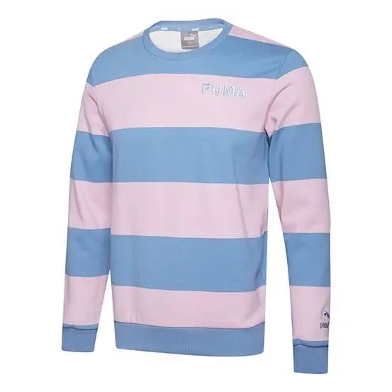 PUMA Letter Logo Embroidery Round-neck Sweatshirt - Light Blue