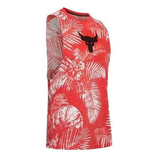 Under Armour Project Rock Aloha Camo Tank Top - Red/white