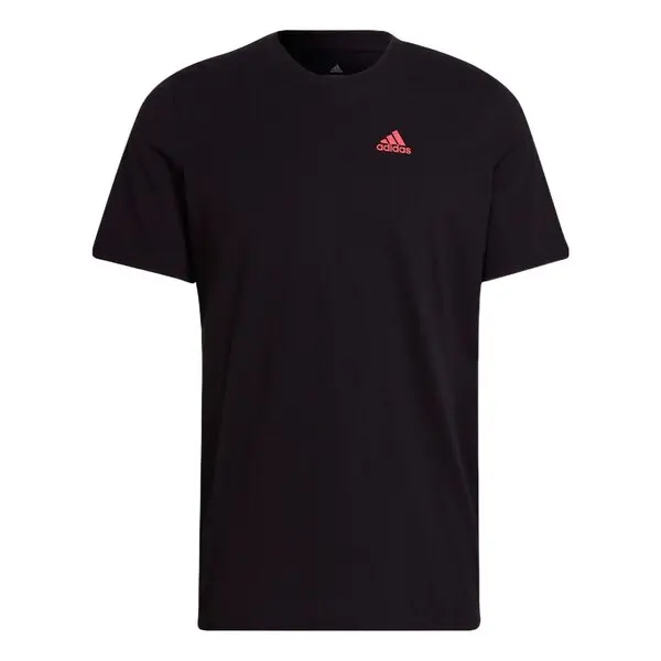 Adidas Solid Color Logo Round Neck Short Sleeve Black