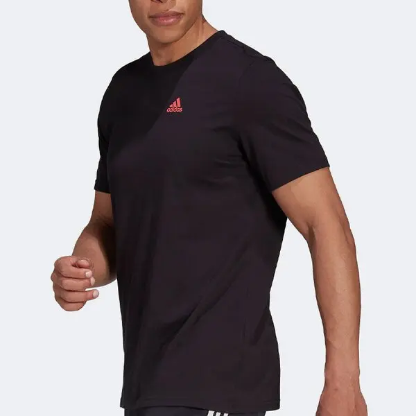 Adidas Solid Color Logo Round Neck Short Sleeve Black