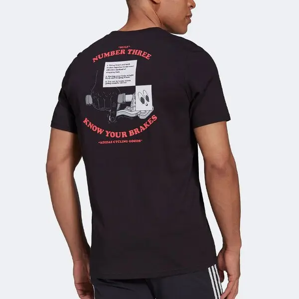 Adidas Solid Color Logo Round Neck Short Sleeve Black