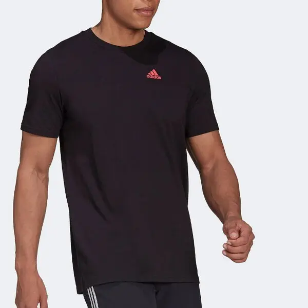 Adidas Solid Color Logo Round Neck Short Sleeve Black